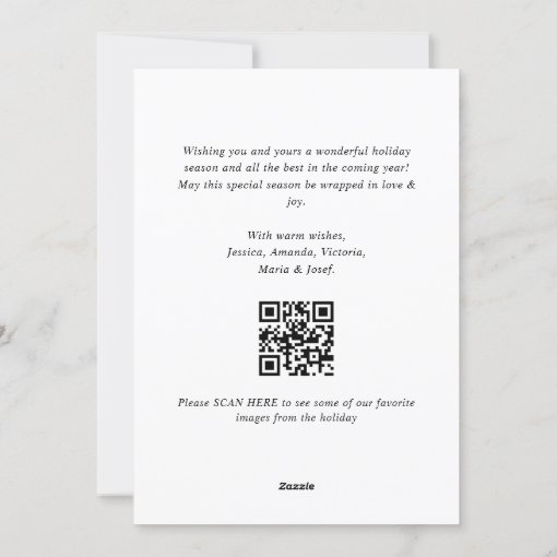 Elegant Minimalist Christmas Greeting QR code Holiday Card | Zazzle