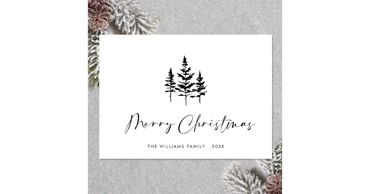 Elegant Minimalist Christmas Greeting QR code Holiday Card | Zazzle