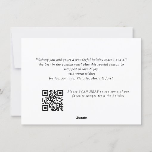 Elegant Minimalist Christmas Greeting QR code Holiday Card | Zazzle