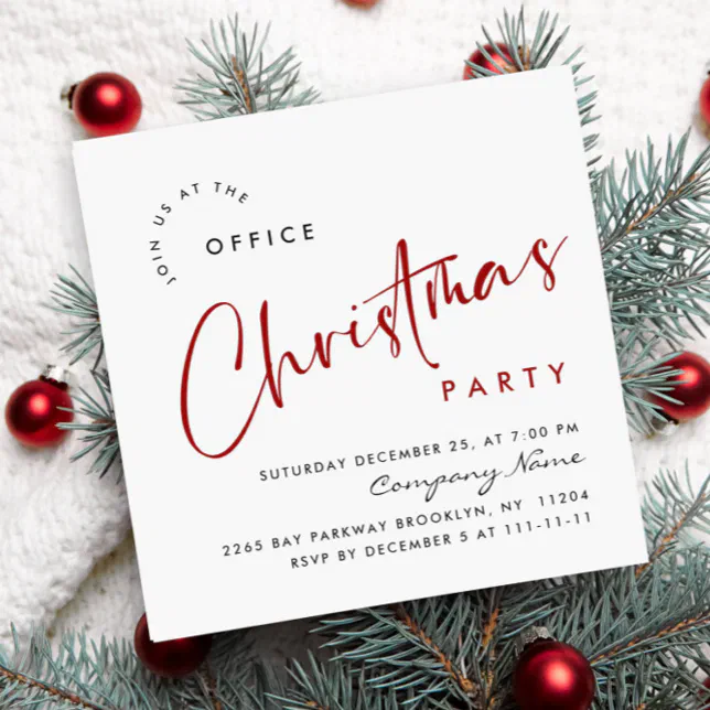 Elegant Minimalist Christmas Holiday Party Simple Invitation | Zazzle
