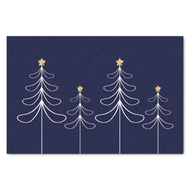 Elegant minimalist Christmas tree design blue Tissue Paper | Zazzle