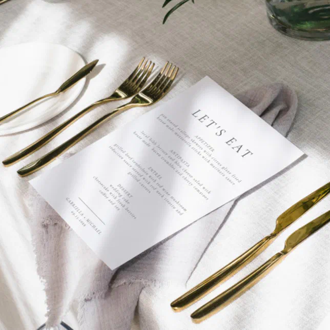 Elegant Minimalist Classic Simple Dinner Menu Card | Zazzle