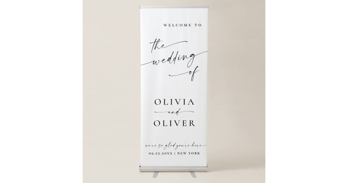 Elegant Minimalist Classy Wedding Welcome Retractable Banner | Zazzle