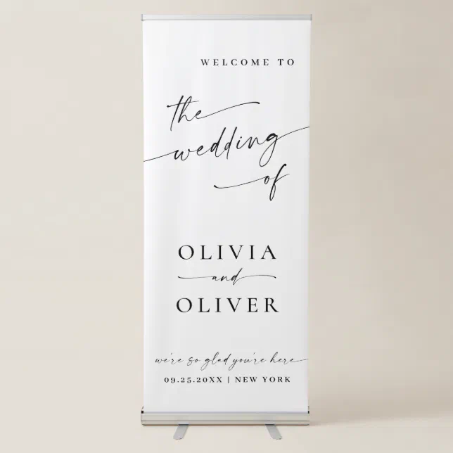 Elegant Minimalist Classy Wedding Welcome Retractable Banner | Zazzle