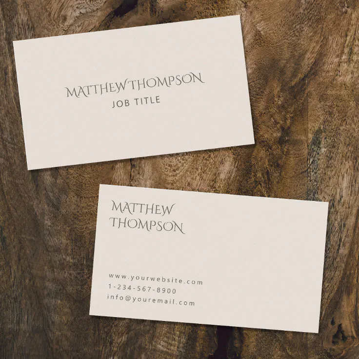 Elegant Minimalist Cream Ivory Professional Business Card | Zazzle