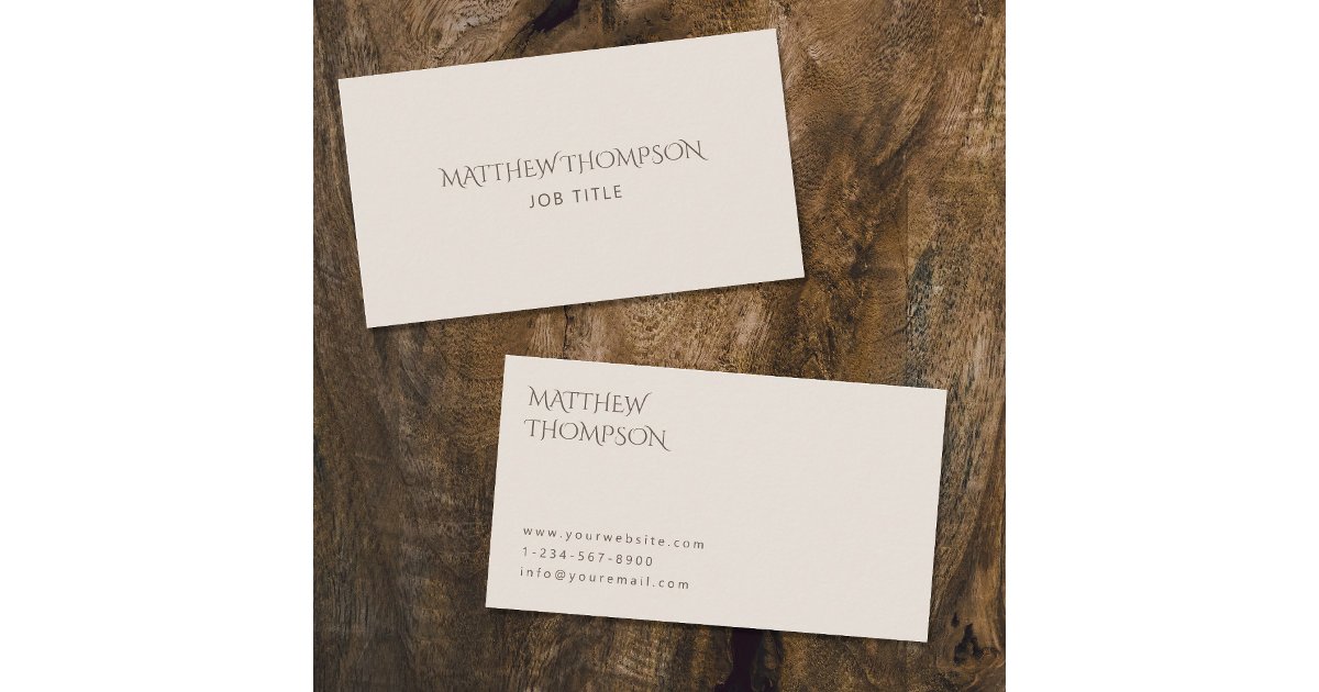 Elegant Minimalist Cream Ivory Professional Business Card | Zazzle