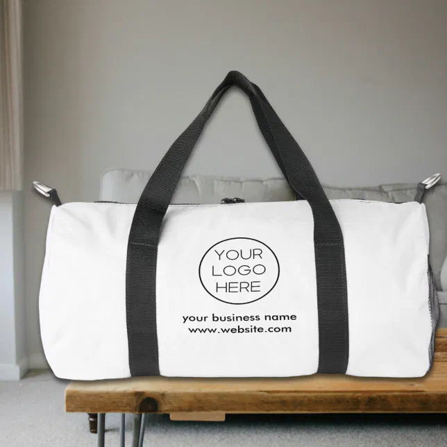 Elegant Minimalist Custom Business Logo Duffle Bag | Zazzle