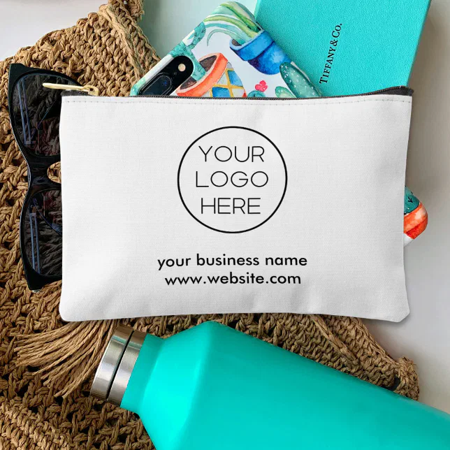 Elegant Minimalist Custom Business Logo | White Accessory Pouch | Zazzle