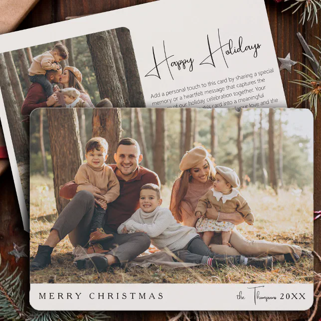 Elegant Minimalist Custom Christmas Simple Photo Holiday Card | Zazzle