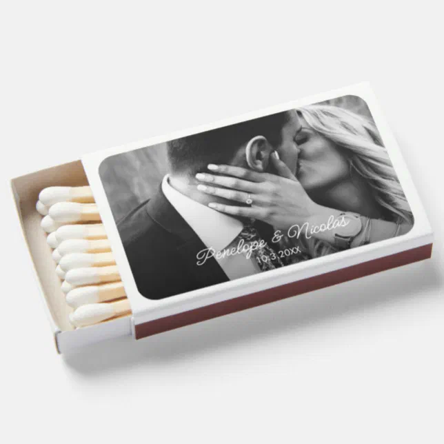 Elegant Minimalist Custom Photo Matchbox Favors Matchboxes | Zazzle
