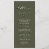 Elegant Minimalist Dark Green Wedding Menu | Zazzle