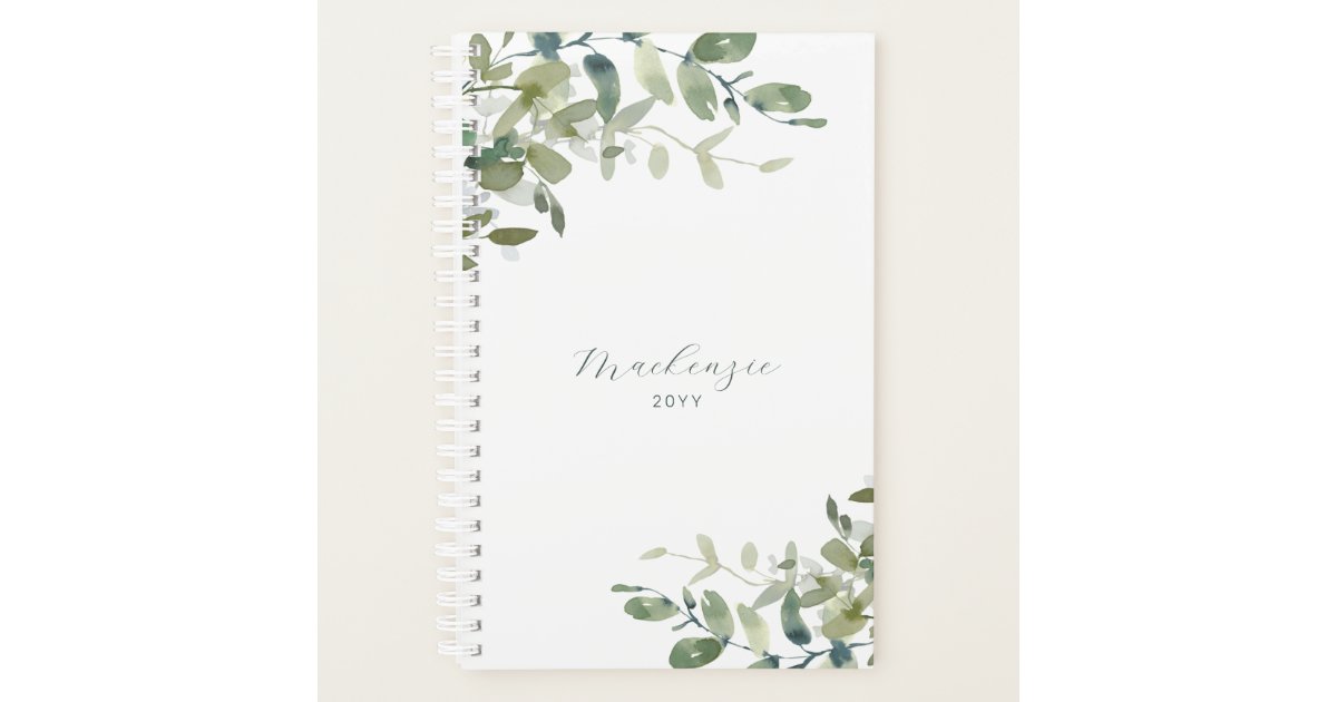 Elegant Minimalist Eucalyptus Ivy Greenery Planner | Zazzle