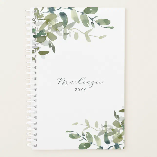 Elegant Minimalist Eucalyptus Ivy Greenery Planner | Zazzle