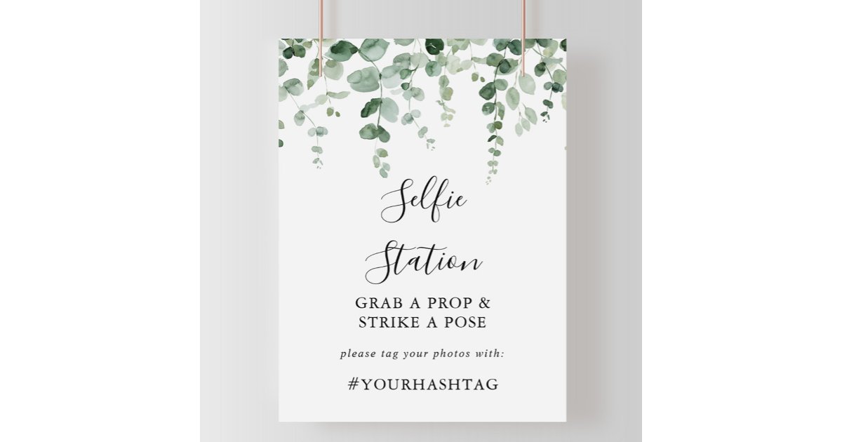 Elegant Minimalist Eucalyptus Selfie Station Sign | Zazzle
