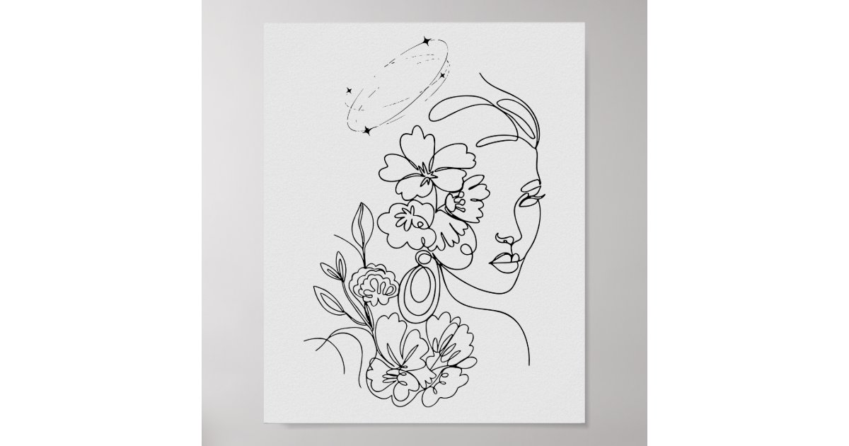 Elegant Minimalist Face Art Poster | Zazzle