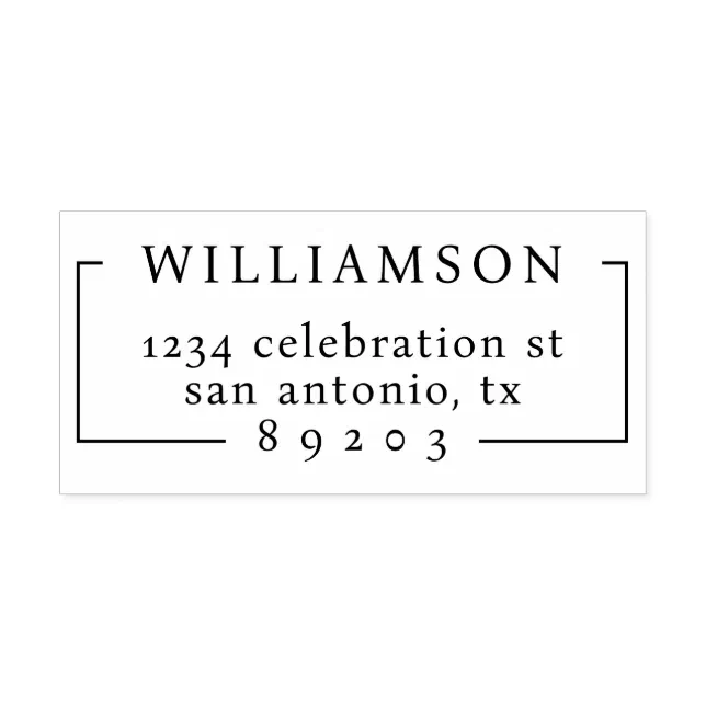 Elegant Minimalist Family Name Return Address Rubber Stamp | Zazzle
