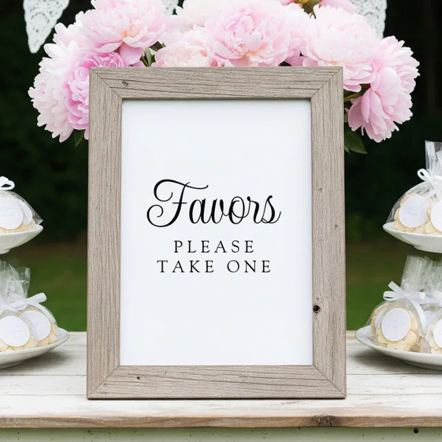Elegant Minimalist "Favors - Please Take One" Sign | Zazzle