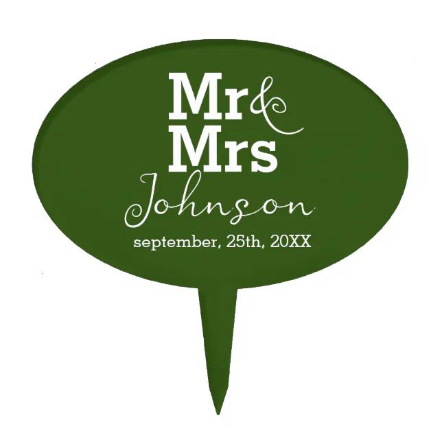 Elegant Minimalist Fern Green Wedding Cake Topper | Zazzle