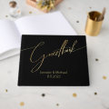 elegant minimalist gold black handwriting wedding guest book | Zazzle