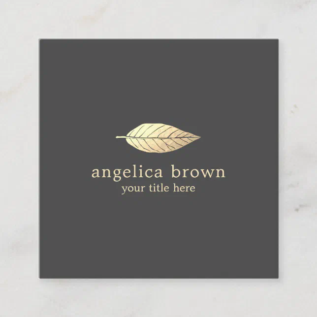 Elegant Minimalist Gold Foil Leaf Business Card | Zazzle