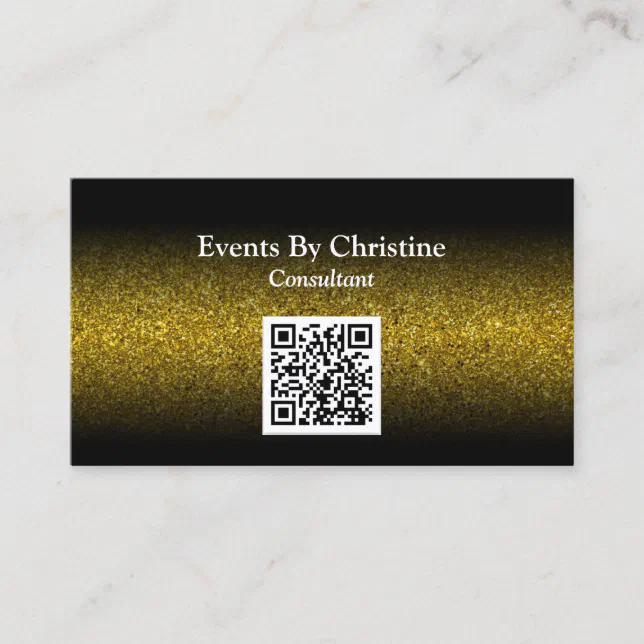 Elegant Minimalist Gold Glitter Ombre QR Code Business Card | Zazzle