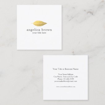 Elegant Minimalist Gold Leaf Business Card | Zazzle