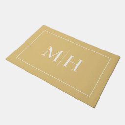 Elegant Minimalist Gold White Monogram Doormat | Zazzle