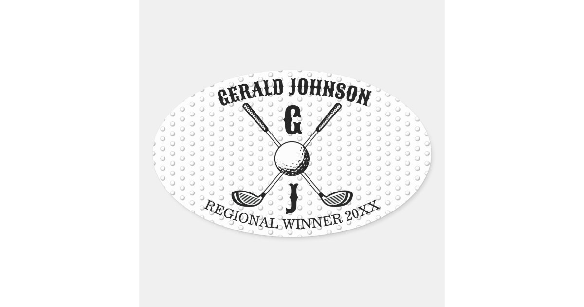 Elegant Minimalist Golf Monogr... Oval Sticker | Zazzle