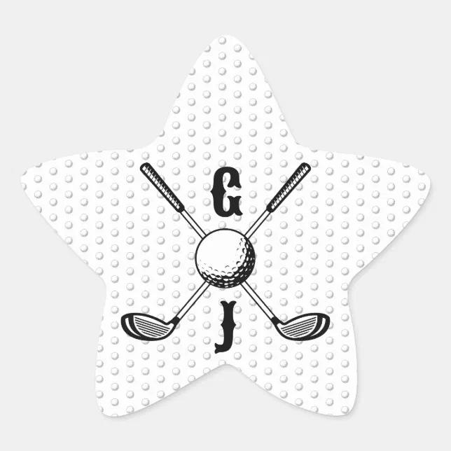 Elegant Minimalist Golf Monogr... Star Sticker | Zazzle