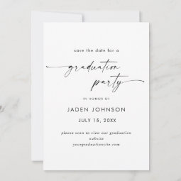 Elegant Minimalist Graduation Party One Photo Save The Date | Zazzle
