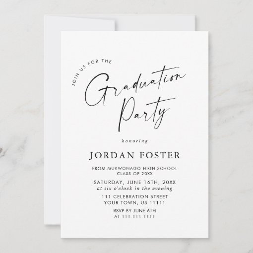 Elegant Minimalist Graduation Party QR code Invitation | Zazzle
