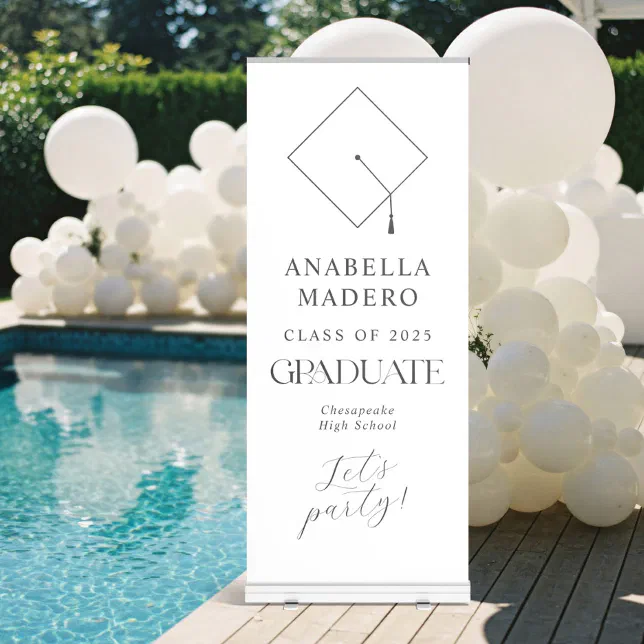 Elegant Minimalist Graduation Party Retractable Banner | Zazzle