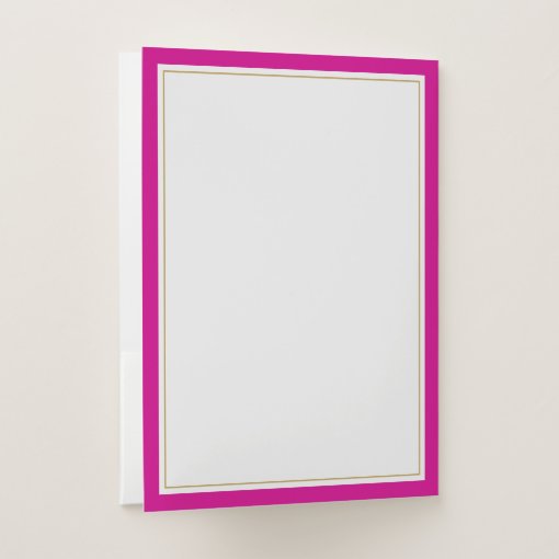 Elegant Minimalist Hot Pink Gold Custom Pocket Folder | Zazzle