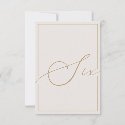 Elegant Minimalist Ivory Calligraphy Table Number | Zazzle