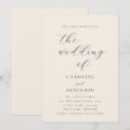 Elegant Minimalist Ivory Cream Calligraphy Wedding Invitation | Zazzle