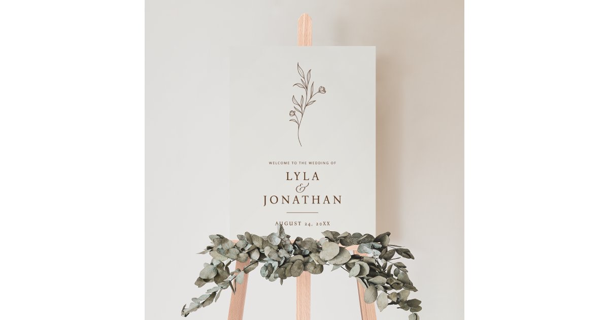 Elegant Minimalist Ivory & Rust Wedding Welcome Foam Board | Zazzle