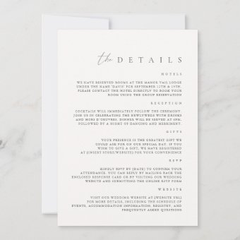 Elegant Minimalist Ivory Wedding Details on Back Invitation | Zazzle
