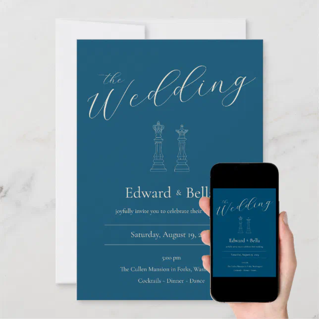 Elegant Minimalist King Queen Wedding Invitation | Zazzle