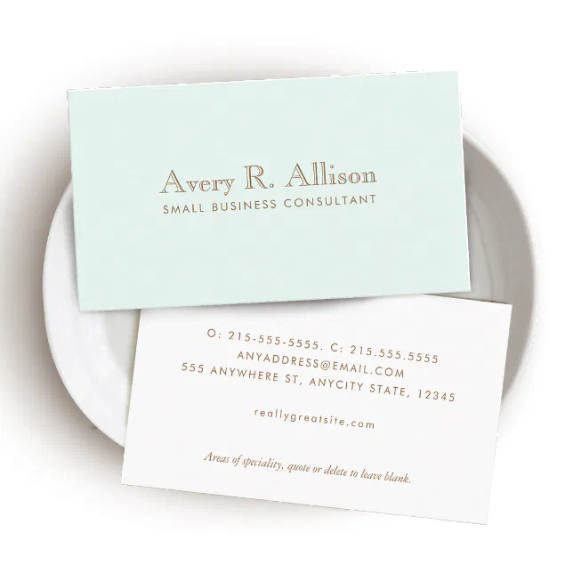 Elegant Minimalist Light Blue Professional Business Card | Zazzle