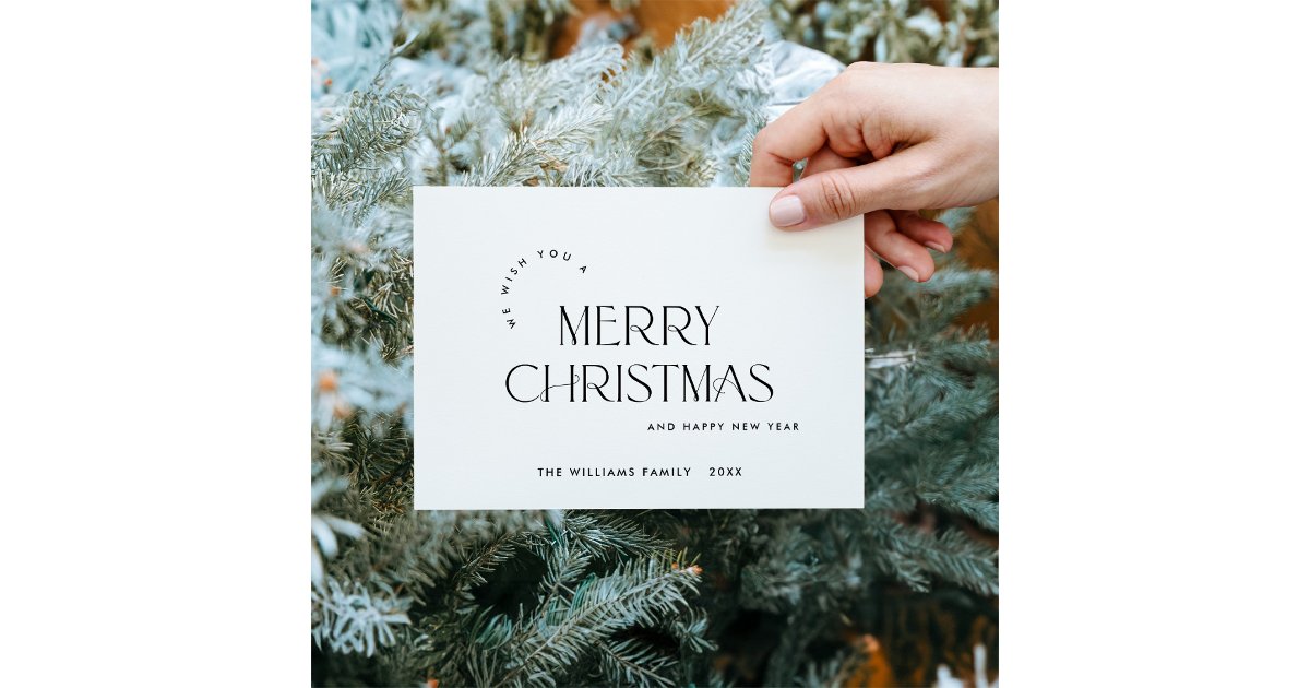 Elegant Minimalist Merry Christmas Greeting Postcard | Zazzle