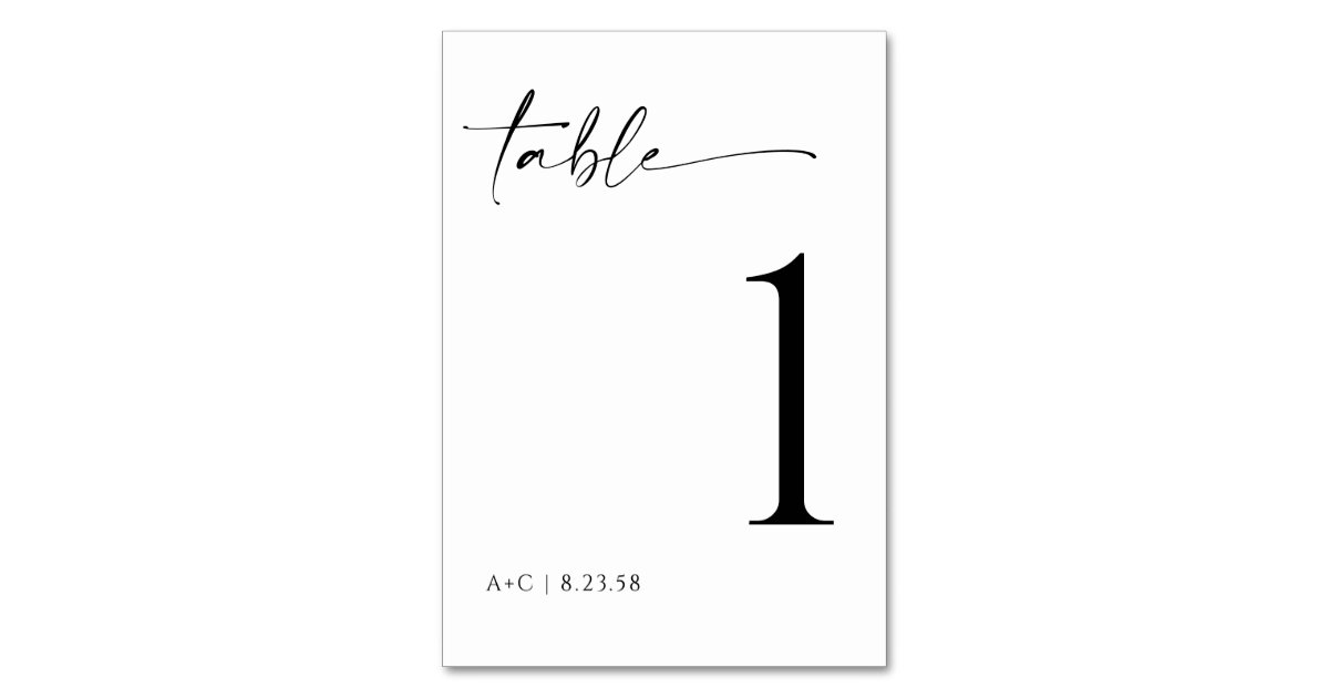 Elegant Minimalist Modern Handwriting Wedding Table Number | Zazzle