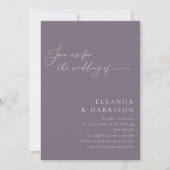 Elegant Minimalist Modern Purple Script Wedding Invitation | Zazzle