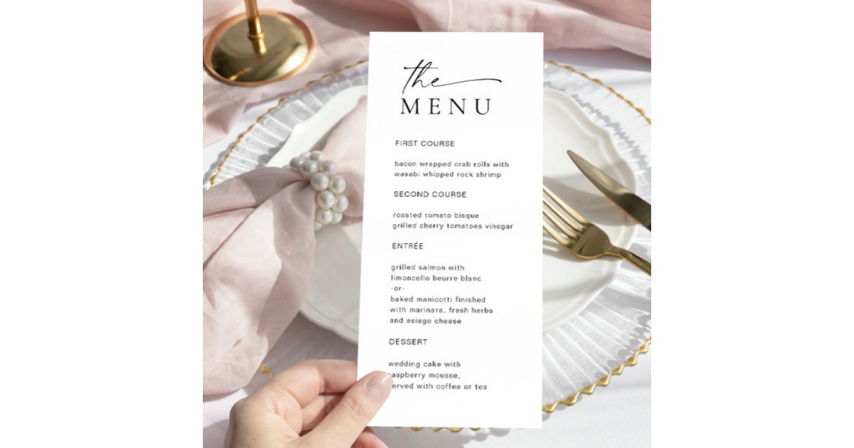 Elegant Minimalist Modern Wedding Dinner Menu | Zazzle