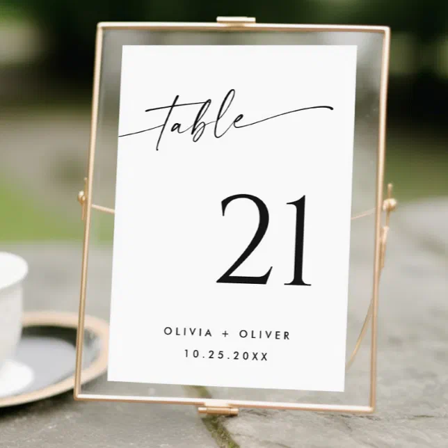 Elegant Minimalist Modern Wedding Table Number | Zazzle