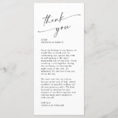 Elegant Minimalist Modern Wedding Thank You Menu | Zazzle