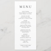 Elegant Minimalist Modern Wedding Thank You Menu | Zazzle