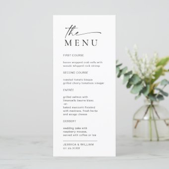 Elegant Minimalist Modern Wedding Thank You Menu | Zazzle