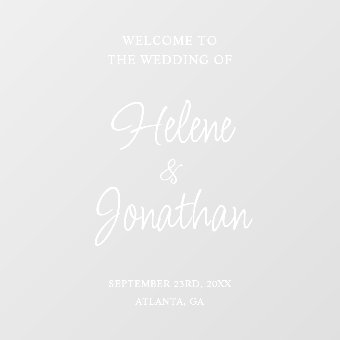 Elegant Minimalist Modern Wedding Welcome Window Cling | Zazzle