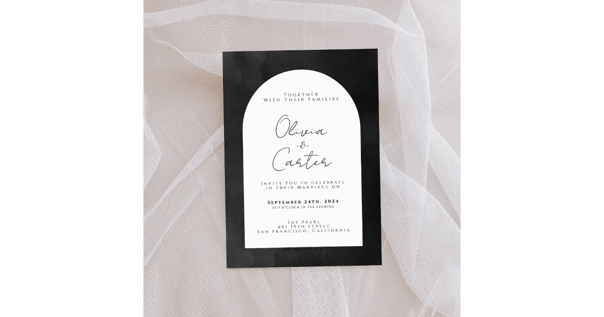 Elegant Minimalist Monochrome Black & White Invitation | Zazzle