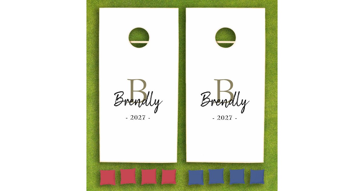 Elegant Minimalist Monogram White Cornhole Set | Zazzle